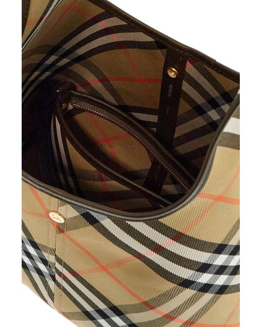 Burberry Large Cotton Shoulder Bag With Check Pattern And Coordinated ...
