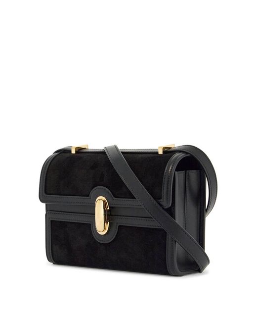 SAVETTE Symmetry 19 Suede Shoulder Bag With Adjustable Strap in Black ...
