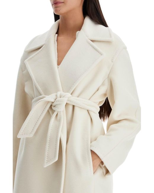 Max Mara Alpaca, Wool And Cashmere Robe Coat in White | Lyst