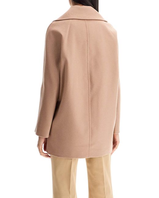 Max Mara Short Double-Breasted Cashmere Coat in Natural | Lyst