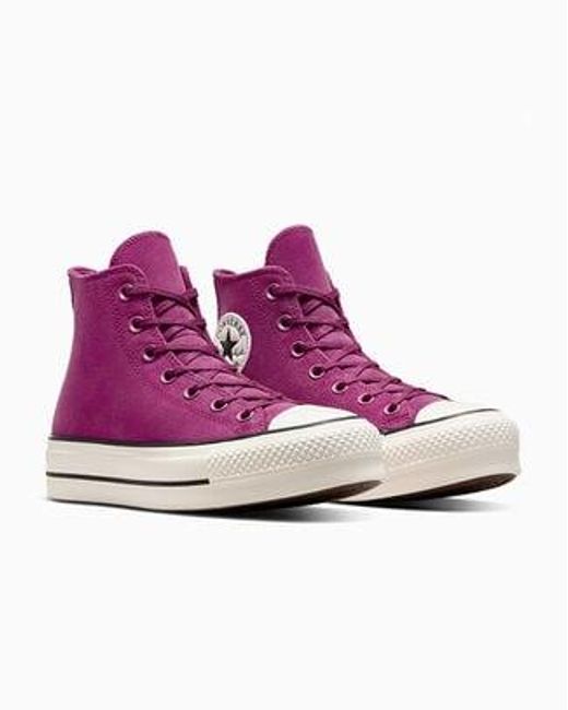 Converse Chuck Taylor All Star Lift Platform Colorful Suede in Purple ...