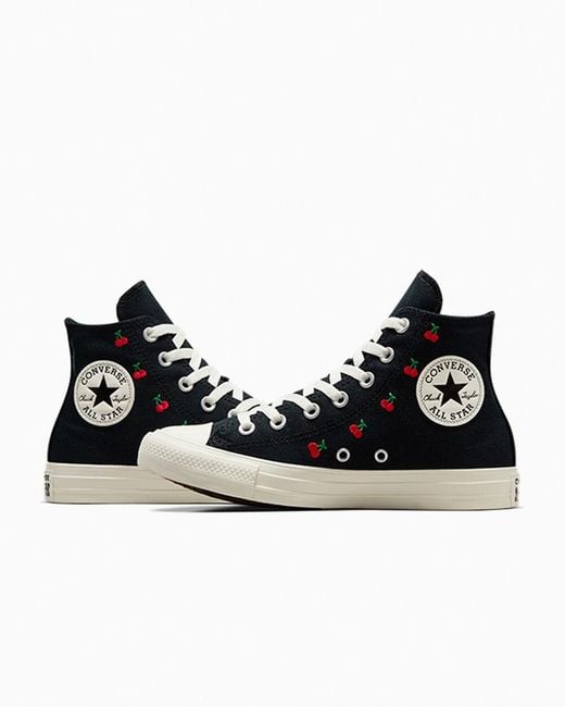 Converse Chuck Taylor All Star Cherries in Black | Lyst UK