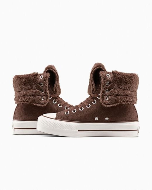 Converse Chuck Taylor All Star Fold-Over Lift Platform Xhi Faux Fur in ...