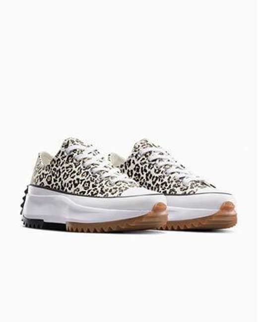 Converse Run Star Hike Platform Archive Leopard Canvas in White | Lyst