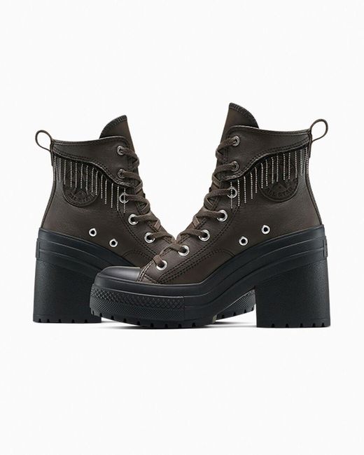 Converse Chuck 70 De Luxe Heel Platform Western Glam in Black | Lyst UK