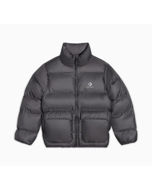 Converse Pocket Puffer Jacket in Grey | Lyst UK