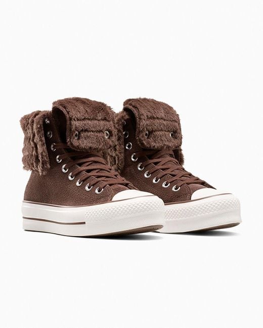 Converse Chuck Taylor All Star Fold-Over Lift Platform Xhi Faux Fur in ...