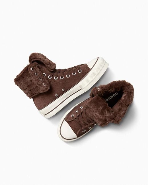 Converse Chuck Taylor All Star Fold-Over Lift Platform Xhi Faux Fur in ...