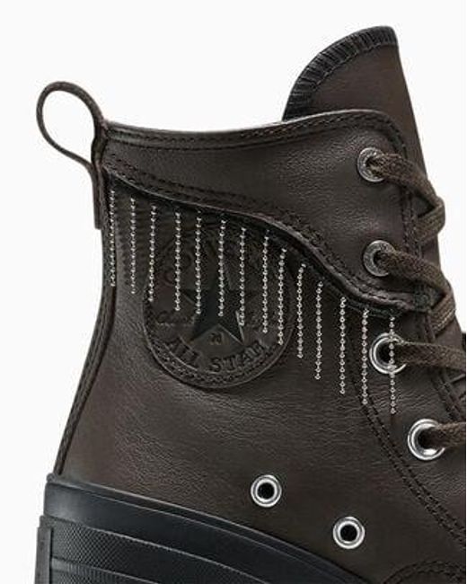Converse Chuck 70 De Luxe Heel Platform Western Glam Leather in Black ...