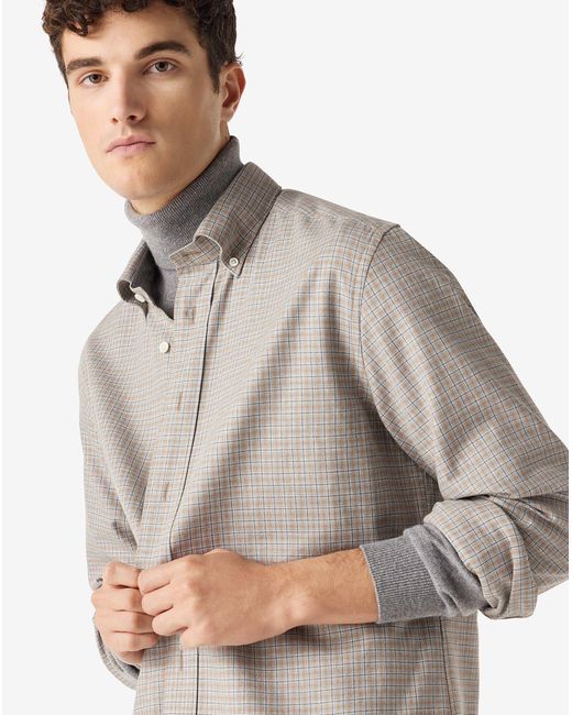 Corneliani Flannel Shirt With/ Check Pattern in White for Men | Lyst UK