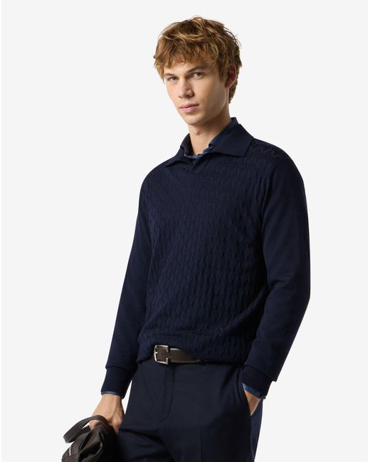 Corneliani Buttonless Extra Fine Wool Polo Shirt in Blue for Men | Lyst UK