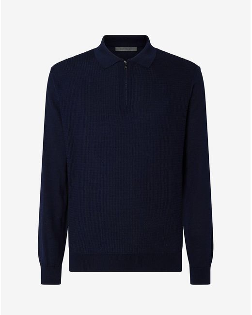 Corneliani Zip-Up Extra Fine Wool Polo Shirt in Blue for Men | Lyst UK