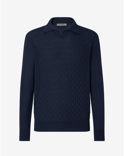 Corneliani Buttonless Extra Fine Wool Polo Shirt in Blue for Men | Lyst UK