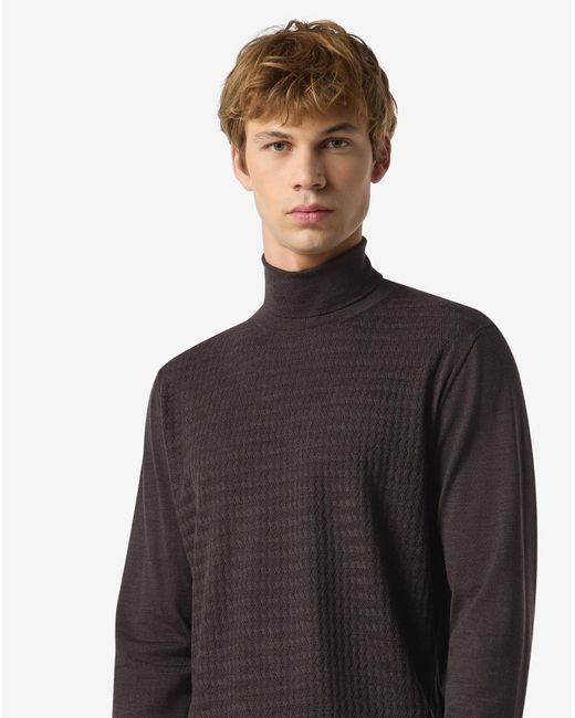 Corneliani Ultra-Fine 120's Wool Turtleneck With Wavy Stitch in Black ...