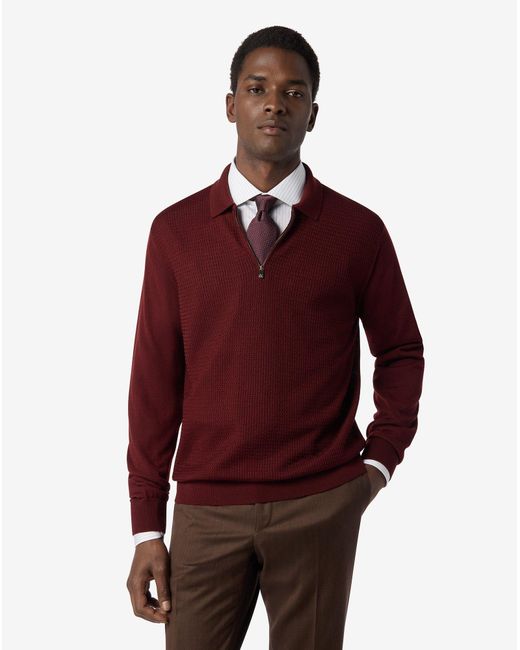 Corneliani Burgundy Zip-Up Extra Fine Wool Polo Shirt in Red for Men ...