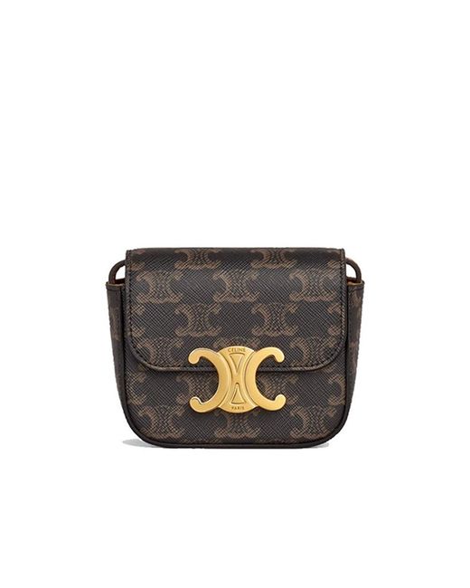 Celine Mini Claude In Triomphe Canvas And Calfskin Mini Bag in Black ...