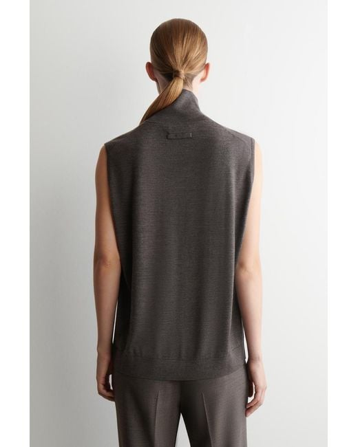 COS Merino Wool Roll-Neck Vest in Brown | Lyst UK