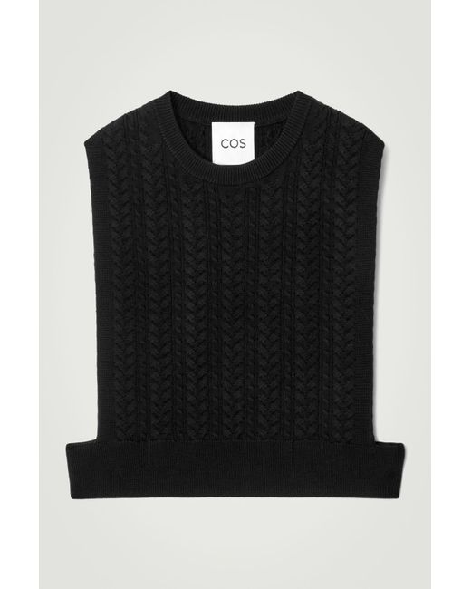 COS Cable-knit Wool Hybrid Tank in Black for Men | Lyst
