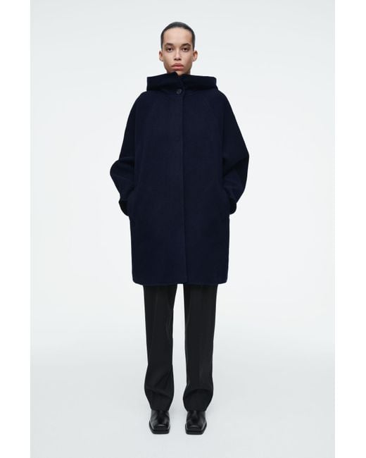 COS Oversized Double-faced Wool Coat in Blue | Lyst
