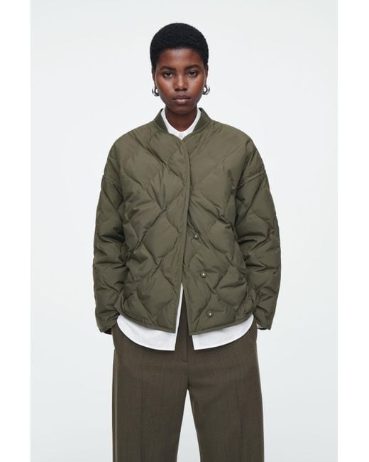COS Oversized Quilted Jacket in Green | Lyst