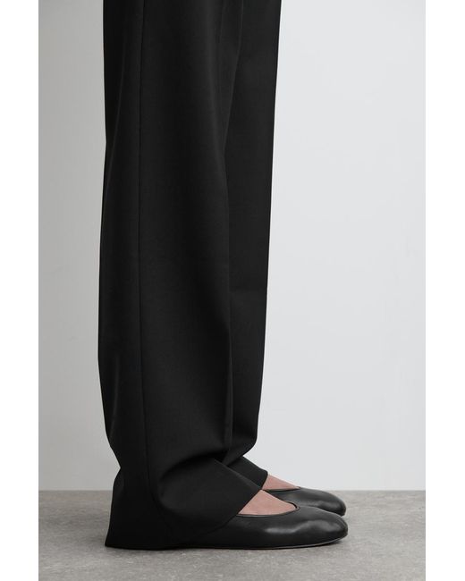 COS Leather Ballerina Flats in Black | Lyst