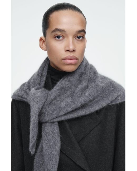 COS Pure Brushed-cashmere Triangle Scarf in Grey | Lyst UK