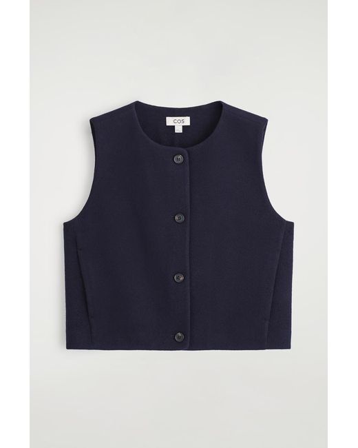 COS Boiled Merino Wool Vest in Blue | Lyst