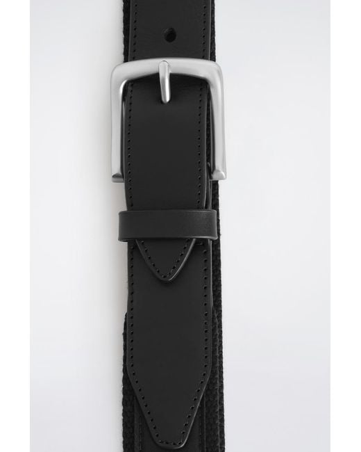 COS Leather-Trimmed Webbing Belt in White for Men | Lyst UK