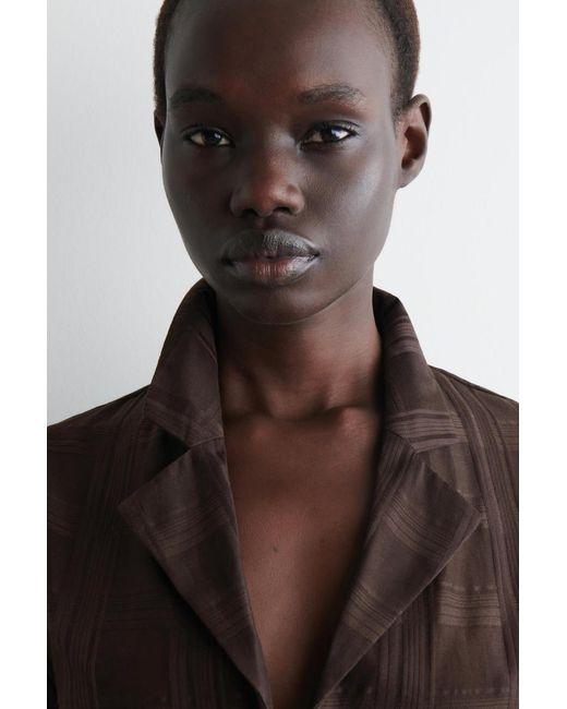 COS Sheer Checked Resort Shirt in Brown | Lyst UK
