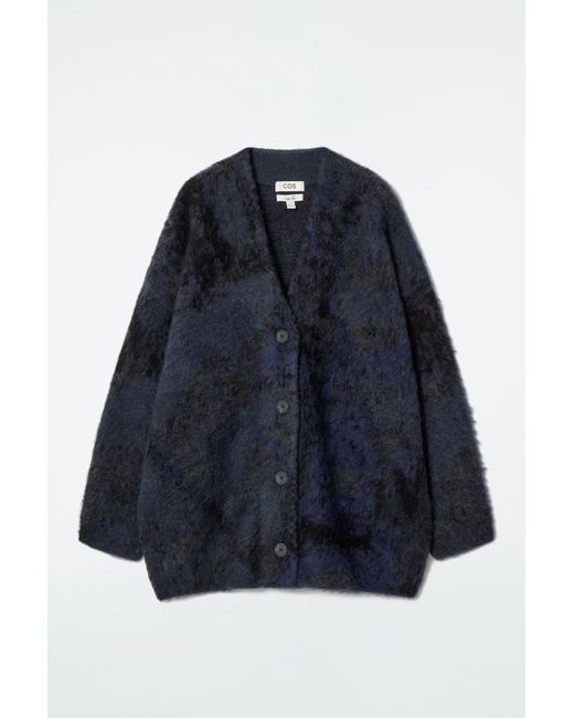 COS Alpaca-blend Jacquard Cardigan in Blue | Lyst