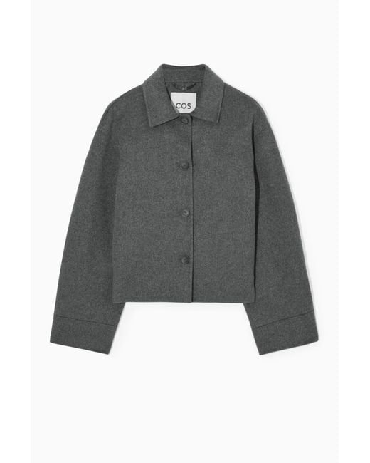 COS Boxy Double-faced Wool Jacket in Grey | Lyst UK