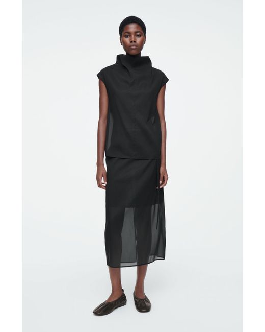COS The Sheer Layered Column Skirt in Black | Lyst