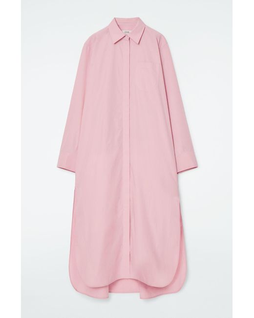 COS Collared Midi Shirt Dress in Pink | Lyst