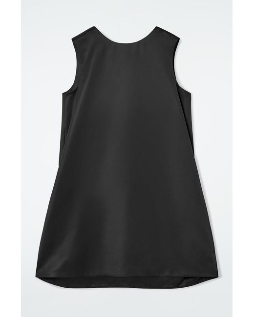 COS Satin Racer-neck Mini Dress in Black | Lyst UK