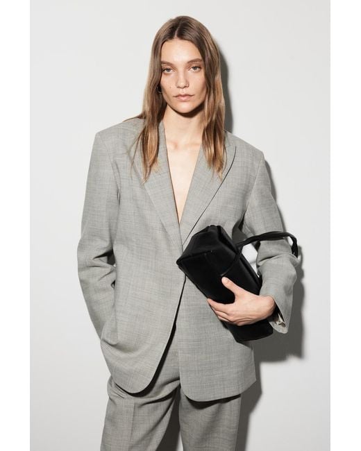 COS Structured Wool-Blend Blazer in Gray | Lyst