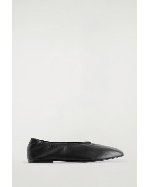 COS Minimal Leather Ballet Flats in Black | Lyst
