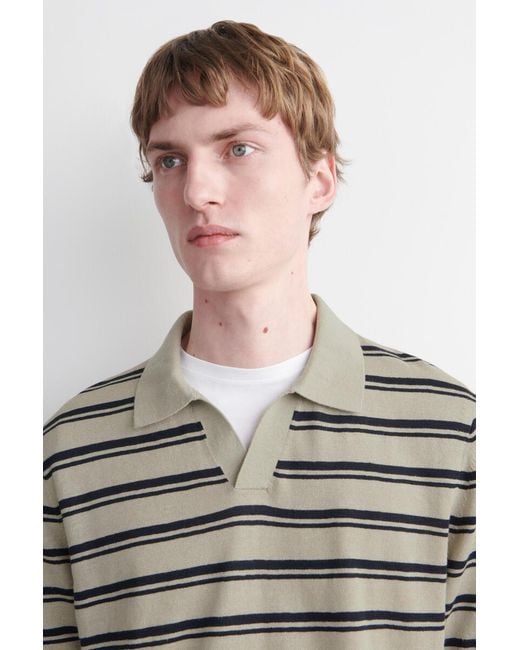 COS Knitted Linen Polo Shirt in Natural for Men | Lyst