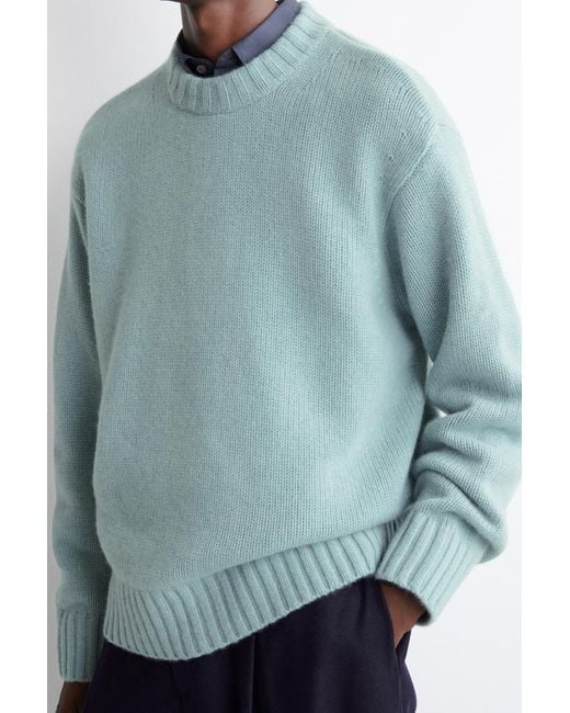 COS Chunky Pure Cashmere Crew-Neck Sweater in Blue for Men | Lyst UK