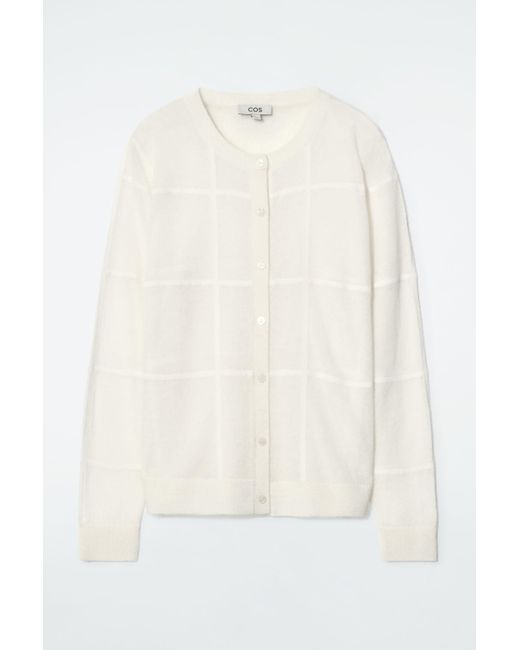 COS Windowpane-check Cardigan in White | Lyst