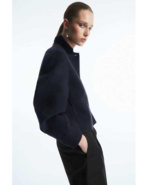 COS Boxy Double-faced Wool Jacket in Blue | Lyst