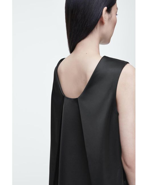 COS Satin Racer-neck Mini Dress in Black | Lyst UK