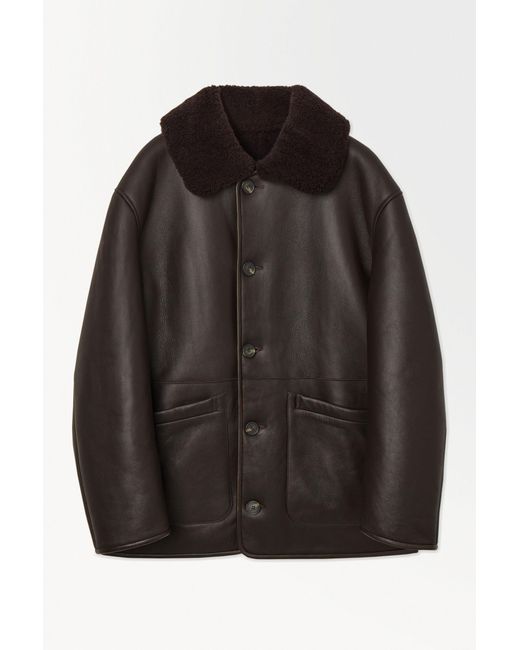 COS The Reversible Shearling Aviator Jacket in Black for Men | Lyst UK
