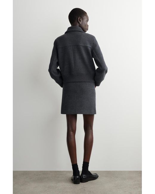 COS Boiled Merino Wool Mini Skirt in Gray | Lyst