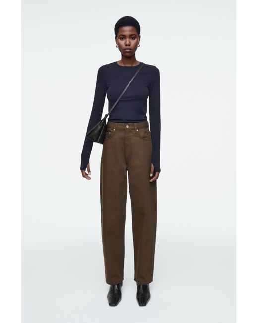 COS Bay Barrel-leg Jeans in Brown | Lyst