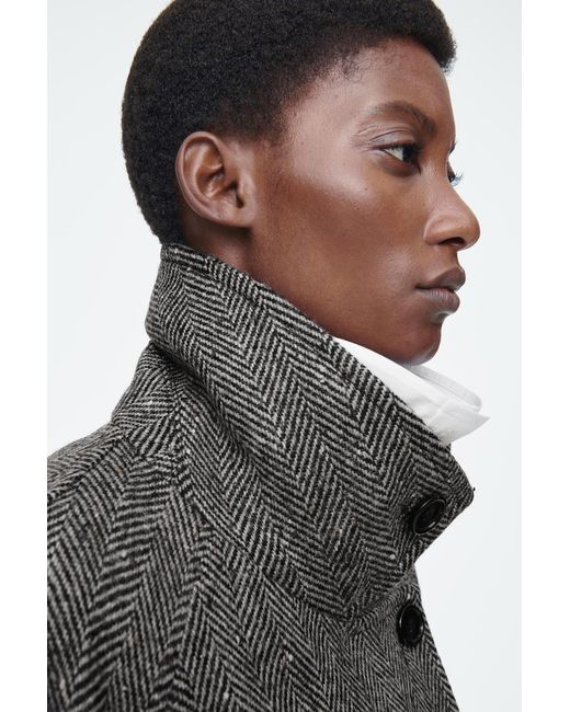 COS Oversized Double-breasted Wool Pea Coat in Gray | Lyst