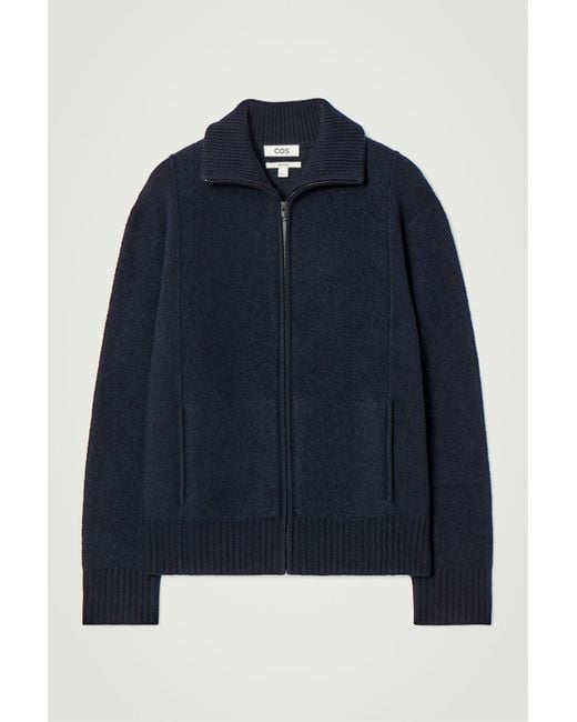 COS Boiled Merino Wool Track Jacket in Blue for Men | Lyst
