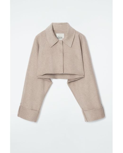 COS Cropped Double-faced Wool Jacket in Natural | Lyst