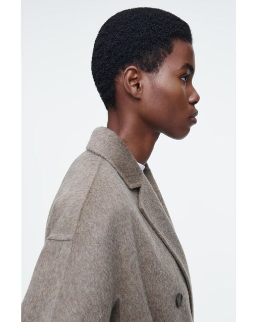 COS Oversized Double-breasted Wool Coat in Brown | Lyst UK