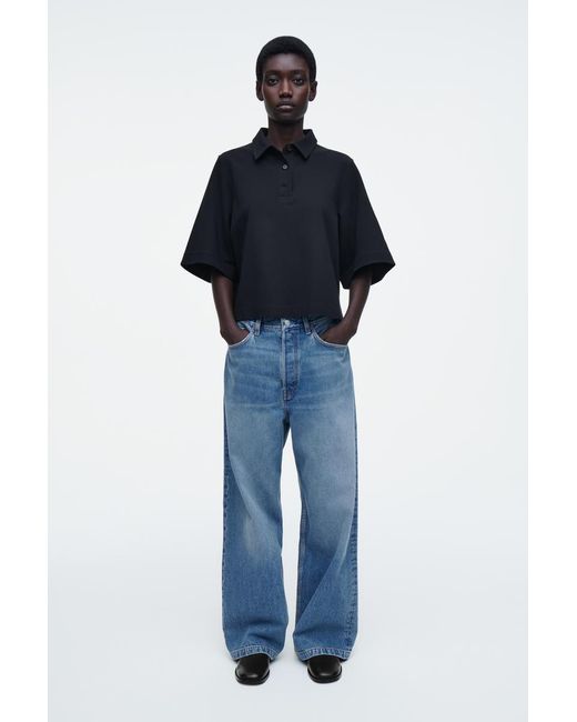 COS Boxy Polo Shirt in Blue | Lyst