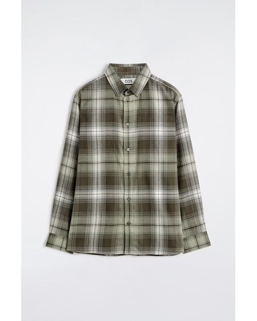 COS Checked Pima Cotton Shirt in Green for Men | Lyst UK